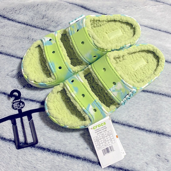 CROCS | Shoes | Crocs Classic Cozzzy Celery Marbled Lined Sandal | Poshmark